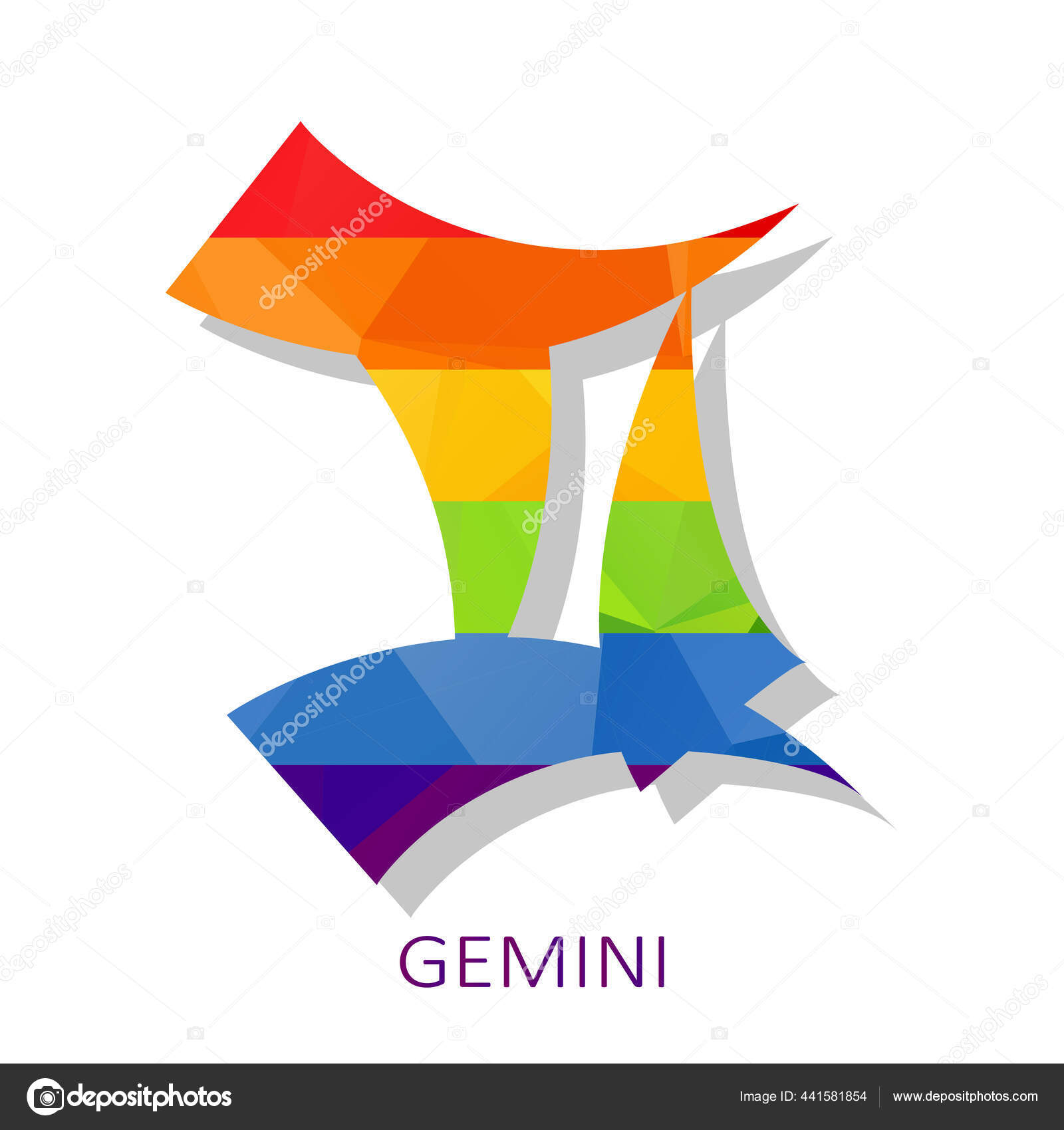 Zodiac Sign Gemini Isolated White Background Lgbt Flag Design Element ...
