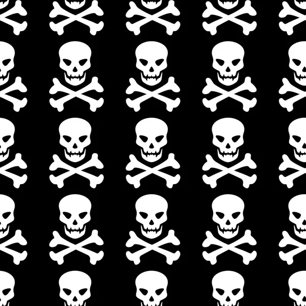 Vector seamless pattern with skulls and bones black background Stock ...