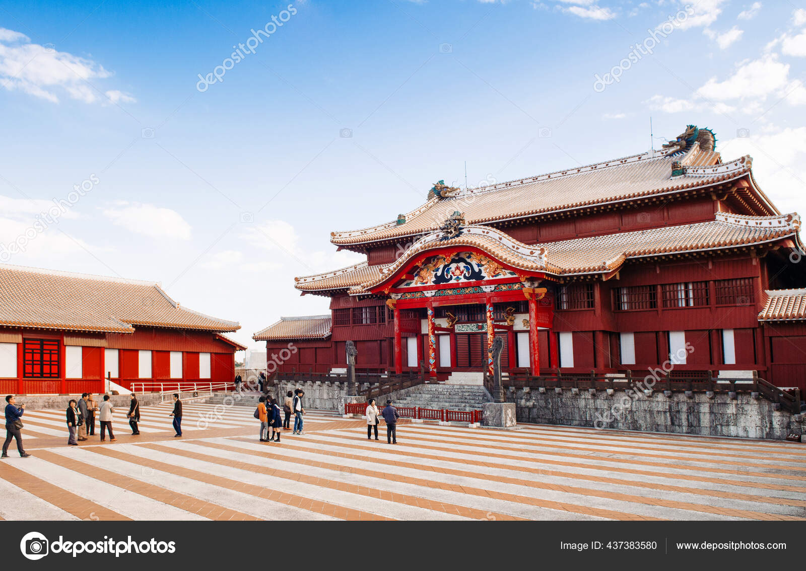 Main Square Shuri Shurijo Castle Clear Blue Sky Tourists Naha Stock ...