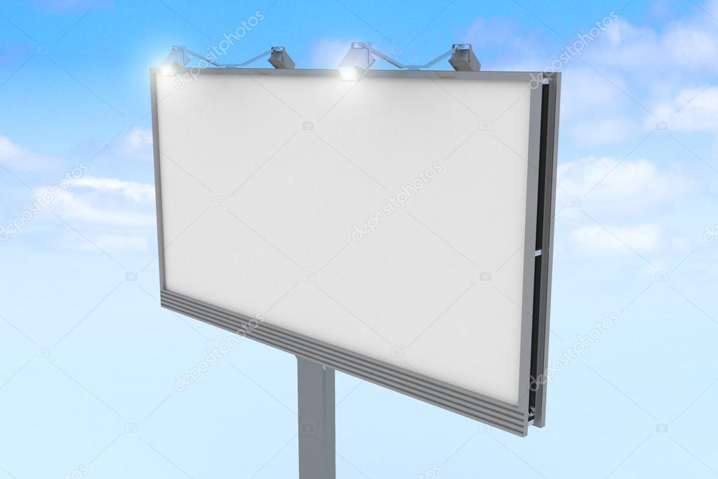 Empty billboard at sky background. 3d render illustration Stock Photo ...