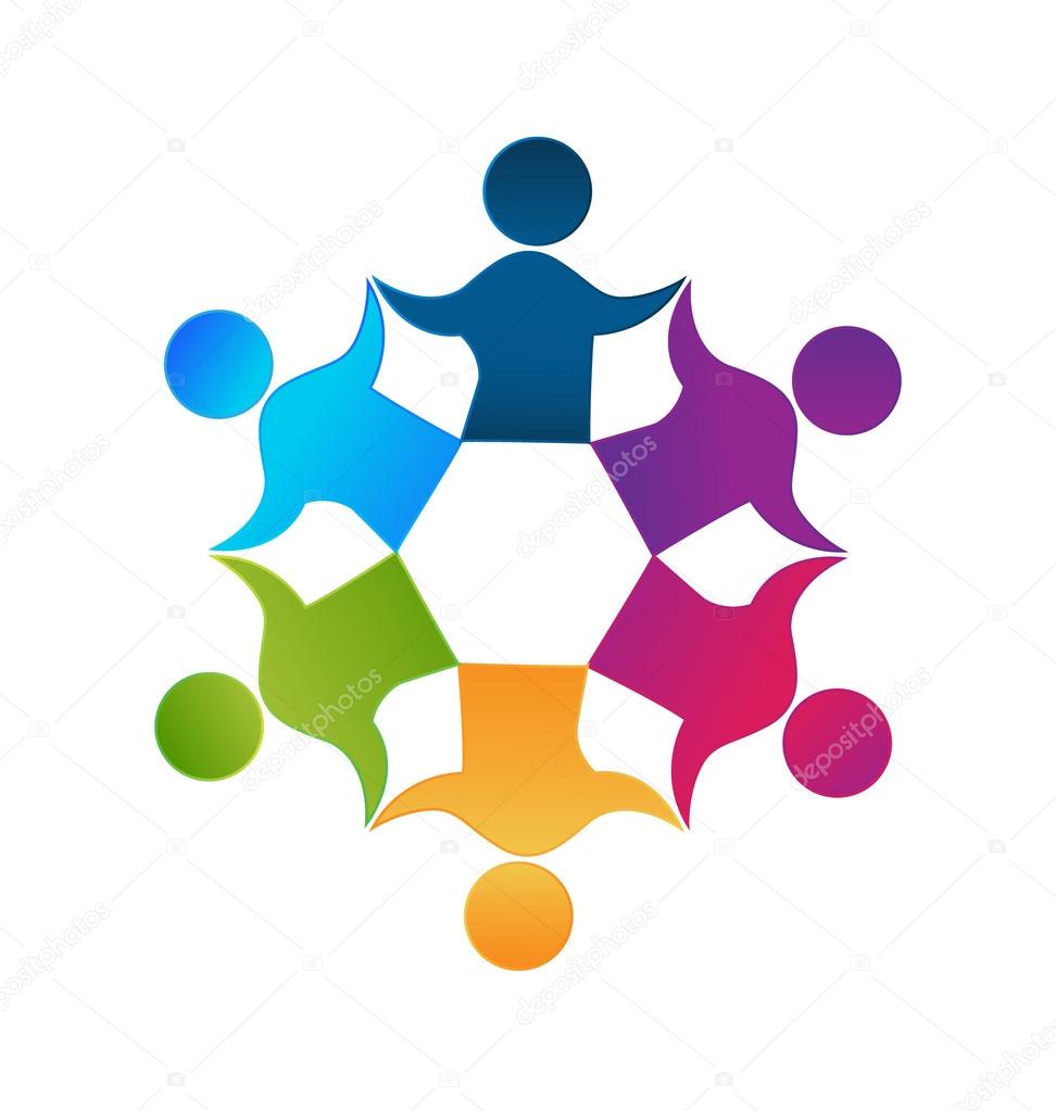 Teamwork unity workers people logo design Stock Illustration by ...