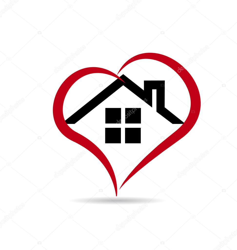 House With Heart Logo Heart House Icon Royalty Free Vector Image