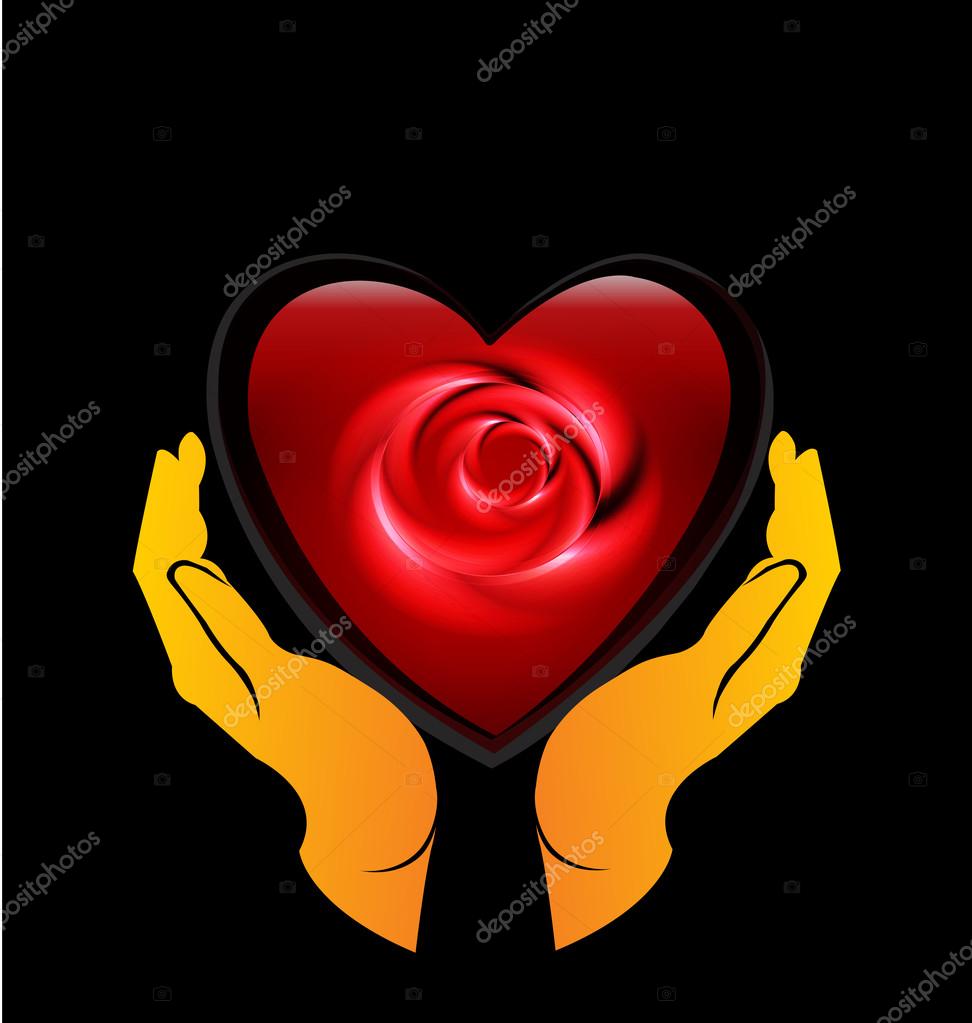 Heart rose flower and hands logo Stock Vector by ©Glopphy 76706547