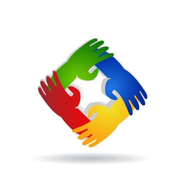 Teamwork hands around colorful logo Stock Vector Image by ©Glopphy ...