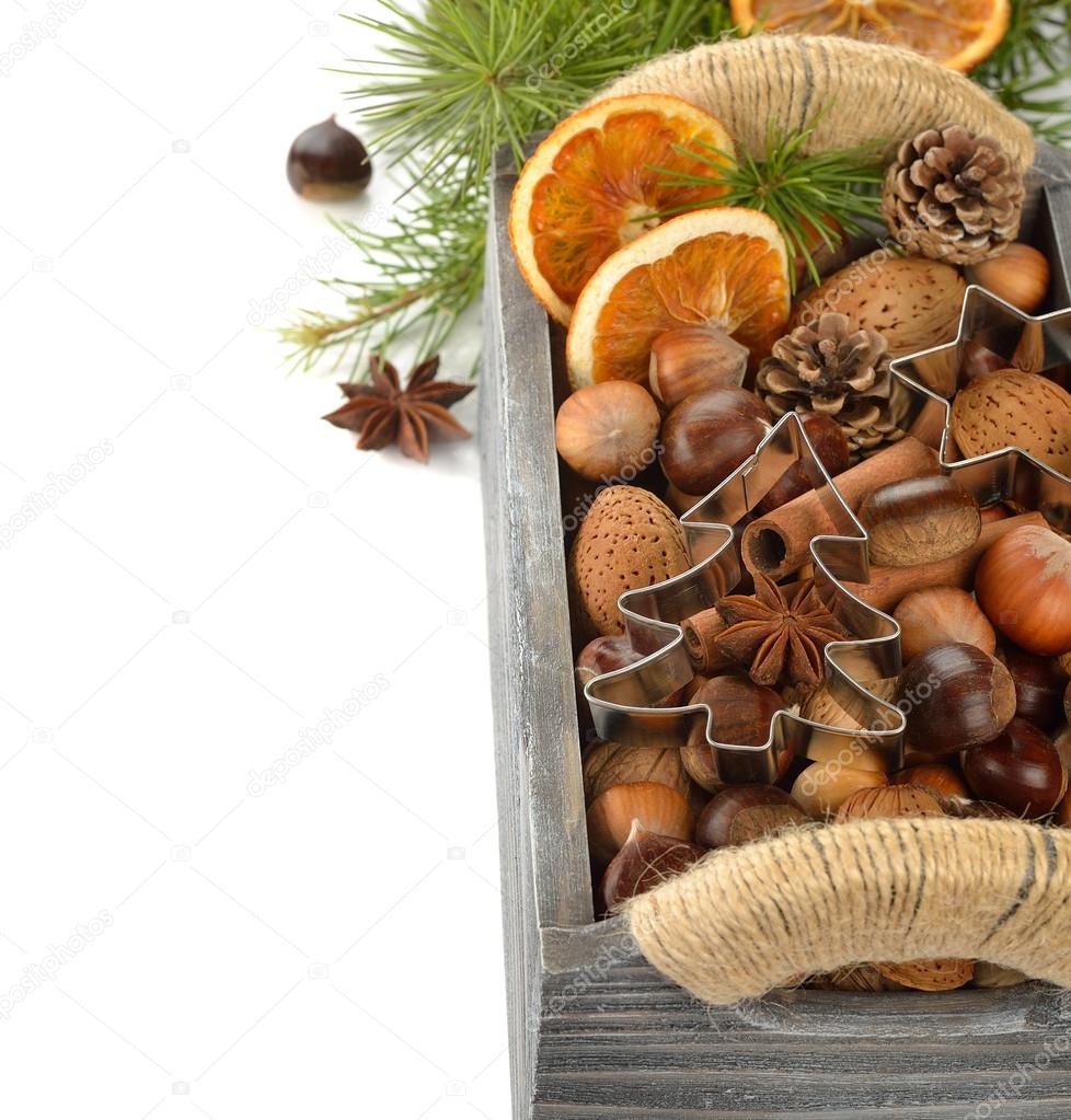 Various nuts in a box Stock Photo by ©Olyina 56025205