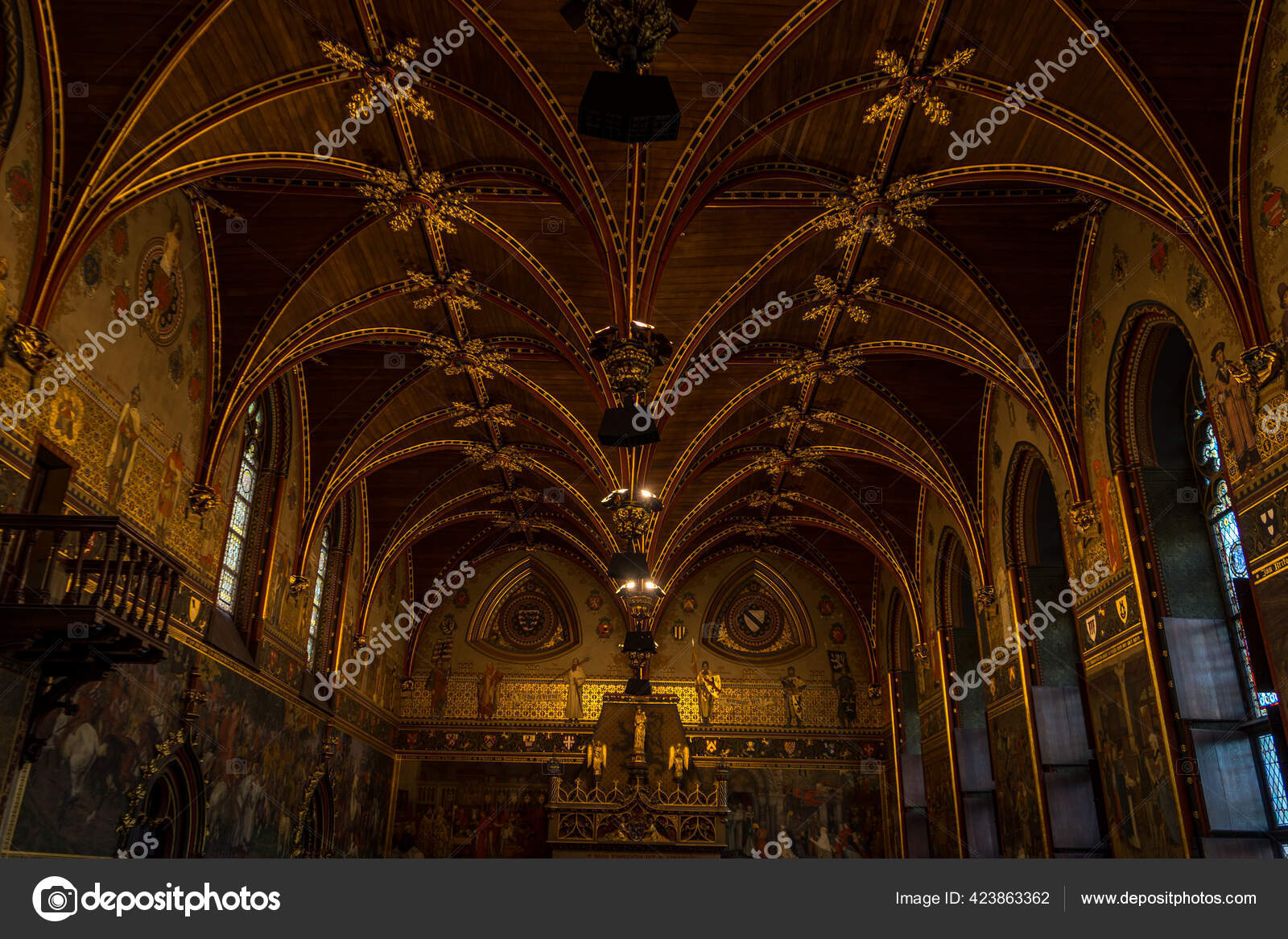 Gothic Hall Its Late 19Th Century Murals Stadhius City Hall – Stock ...