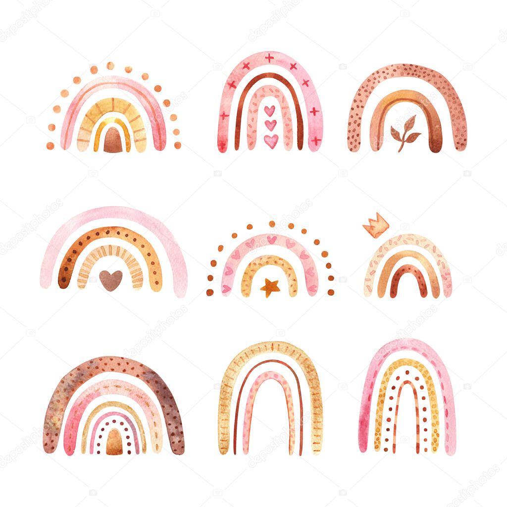 Conjunto de ventanas de acuarela para niños abstractos, clipart con ...