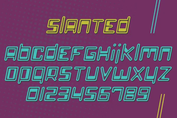 set of isolated, slanted alphabet letters and numerals. vector font ...