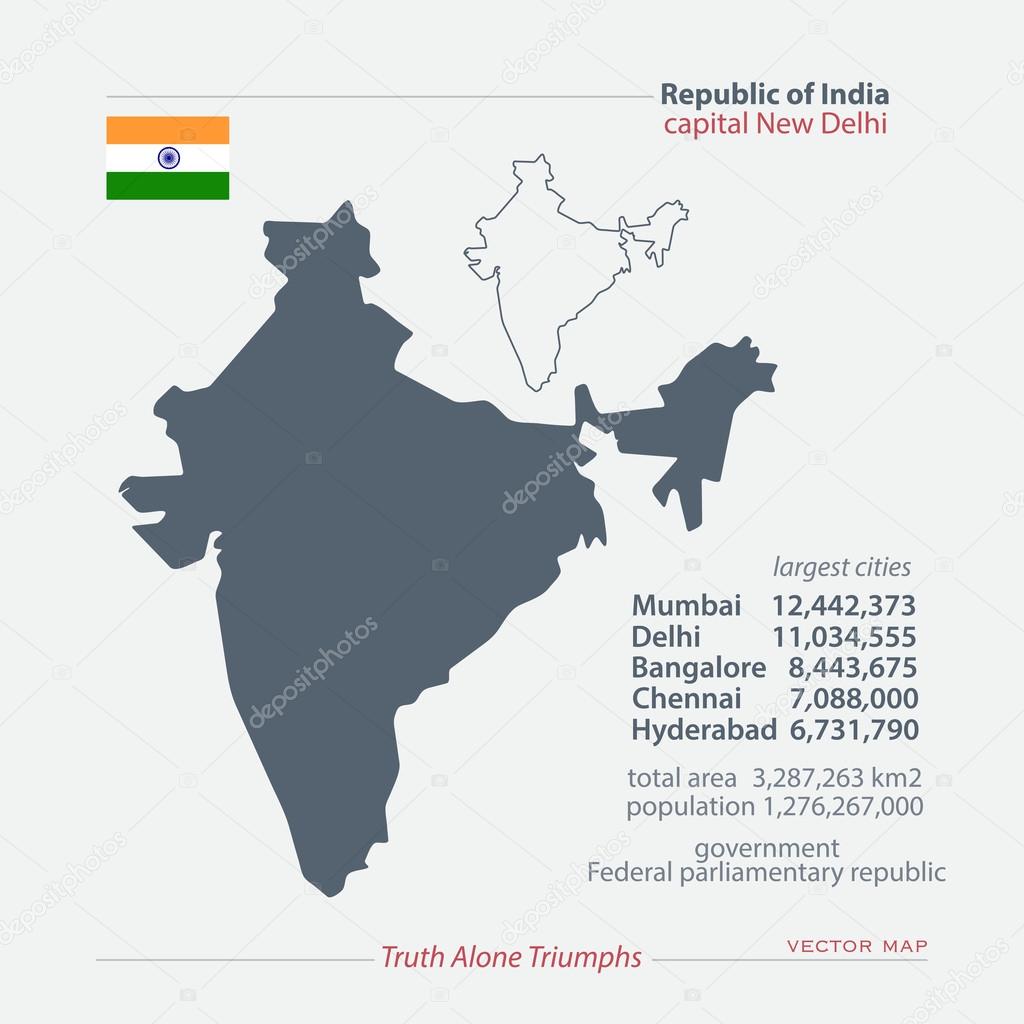 Republic of India isolated maps and official flag icon. vector Indian ...