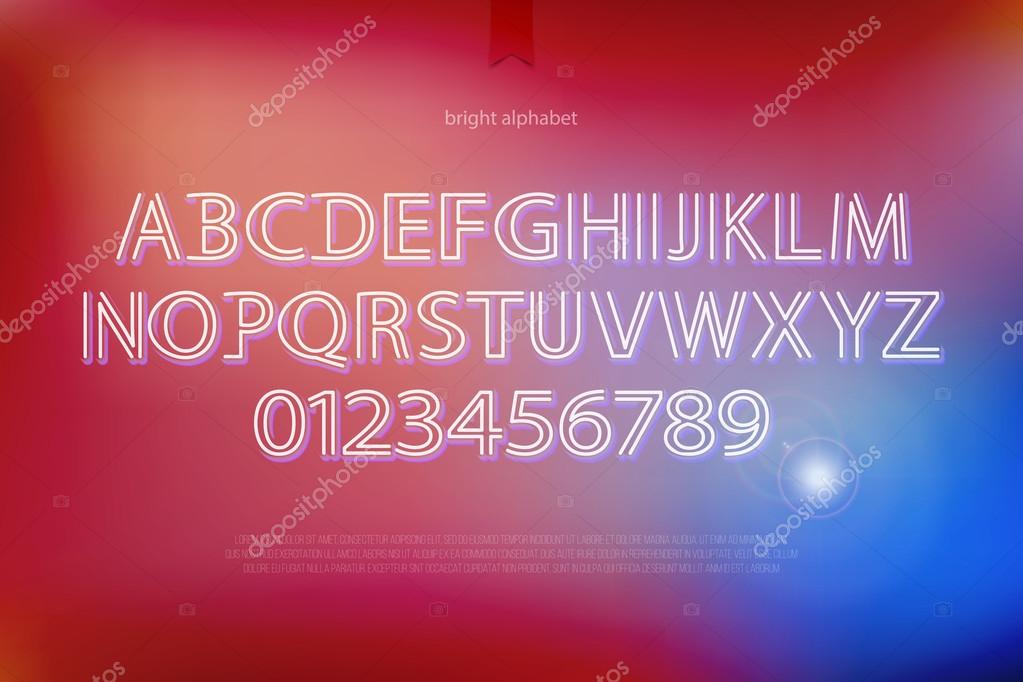Modern alphabet letters and numbers. vector font type design. bright ...
