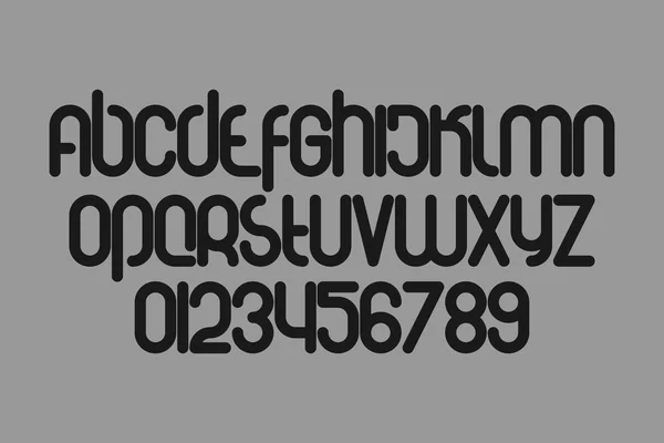 Set of round thin line style alphabet letters and numbers on white ...