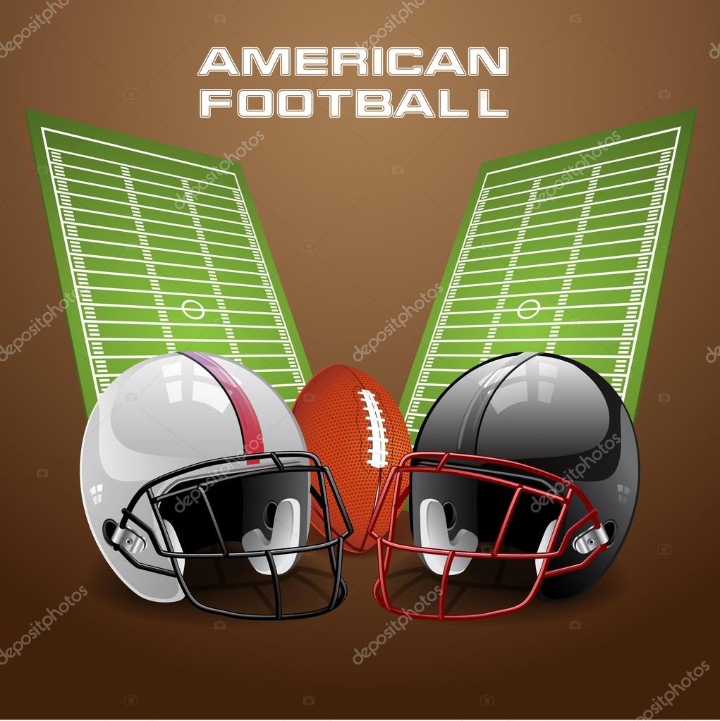 Ilustraci n vectorial de casco de f tbol americano y pelota en un campo 2024