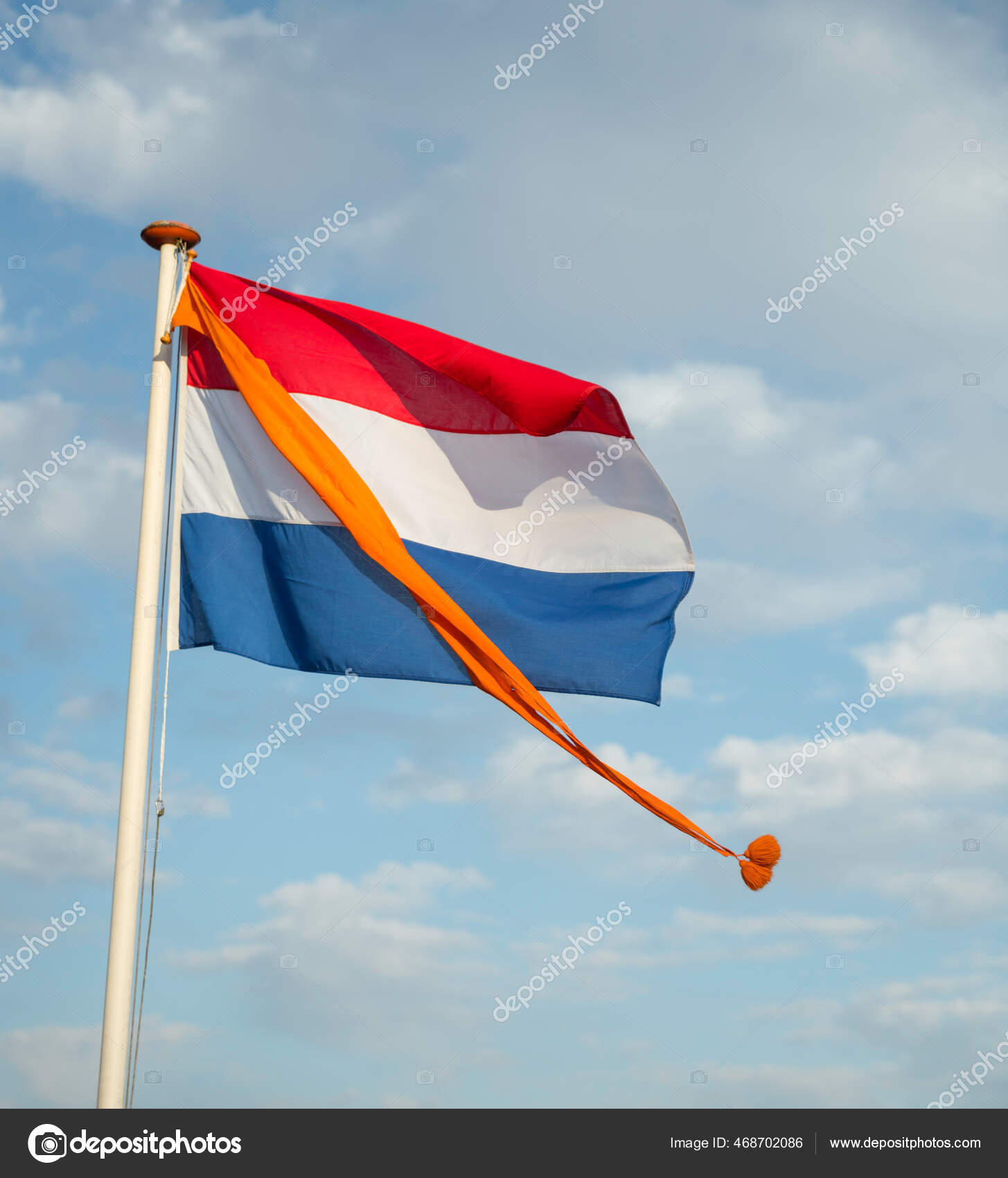Dutch flag with orange pennant Stock Photo by ©compuinfoto 468702086