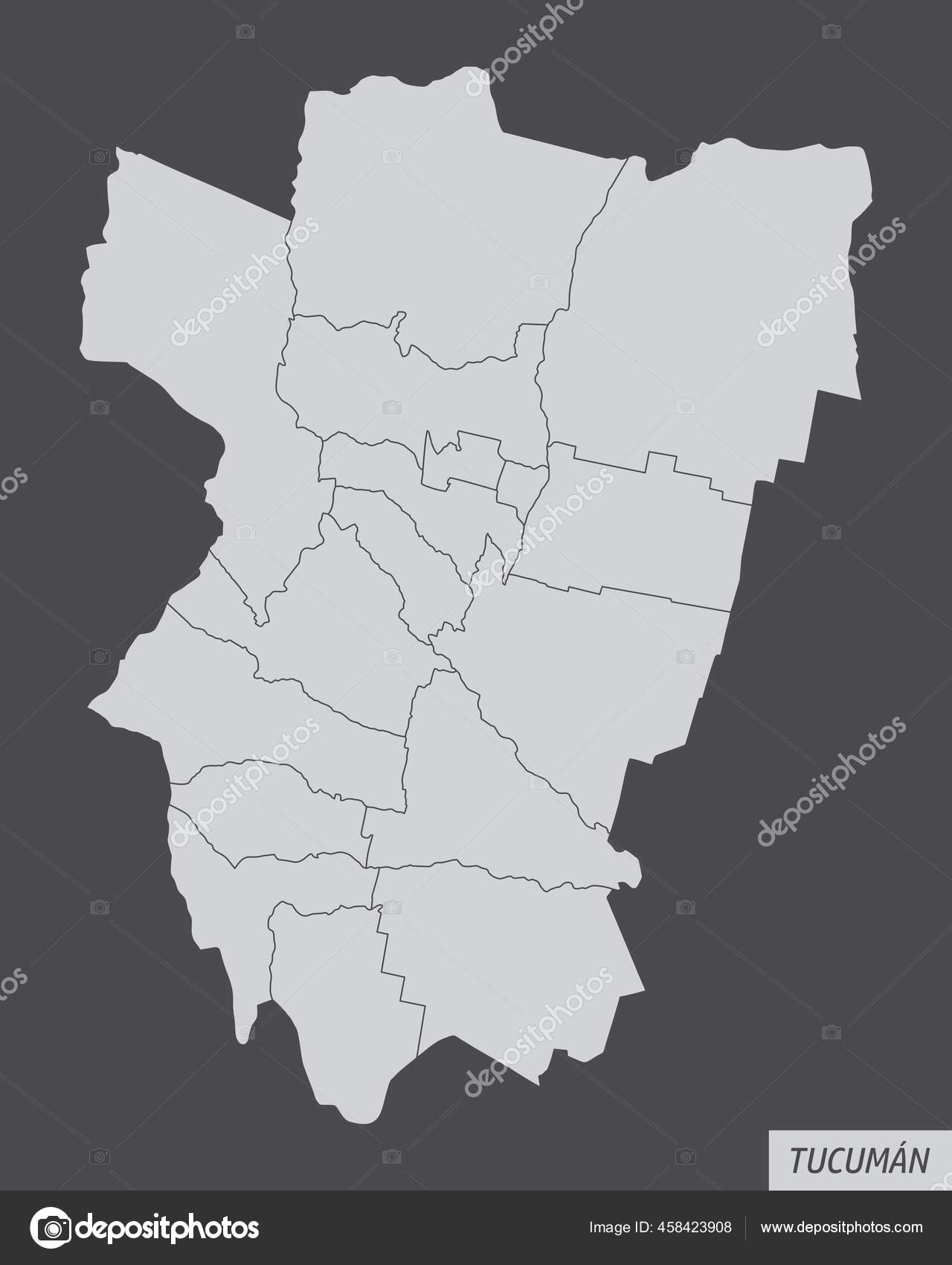 Provincia Tucumán Mapa Aislado Dividido Departamentos Argentina Vector ...