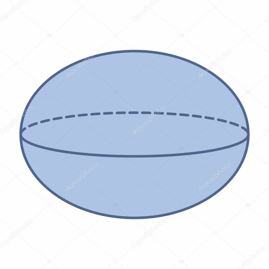 Forma geométrica elipsoide aislada sobre fondo blanco 2025
