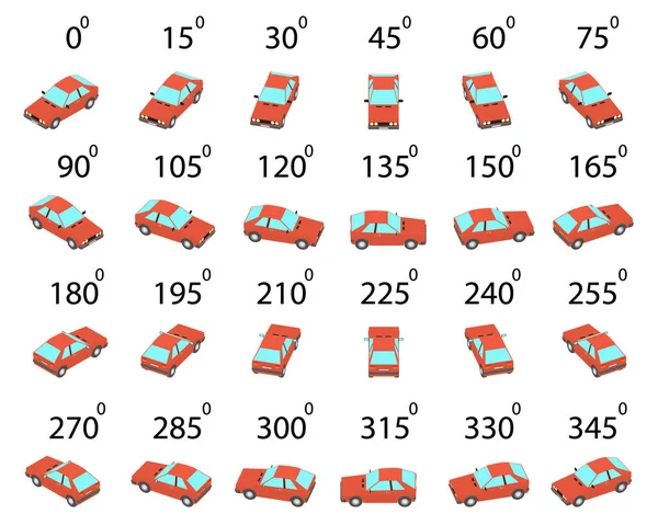 Set Semi Trailer Trucks Different Angles Rotation Truck Degrees ...