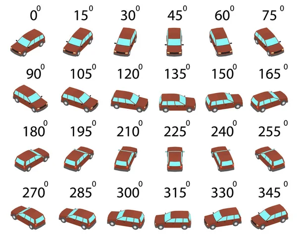 Set Semi Trailer Trucks Different Angles Rotation Truck Degrees ...
