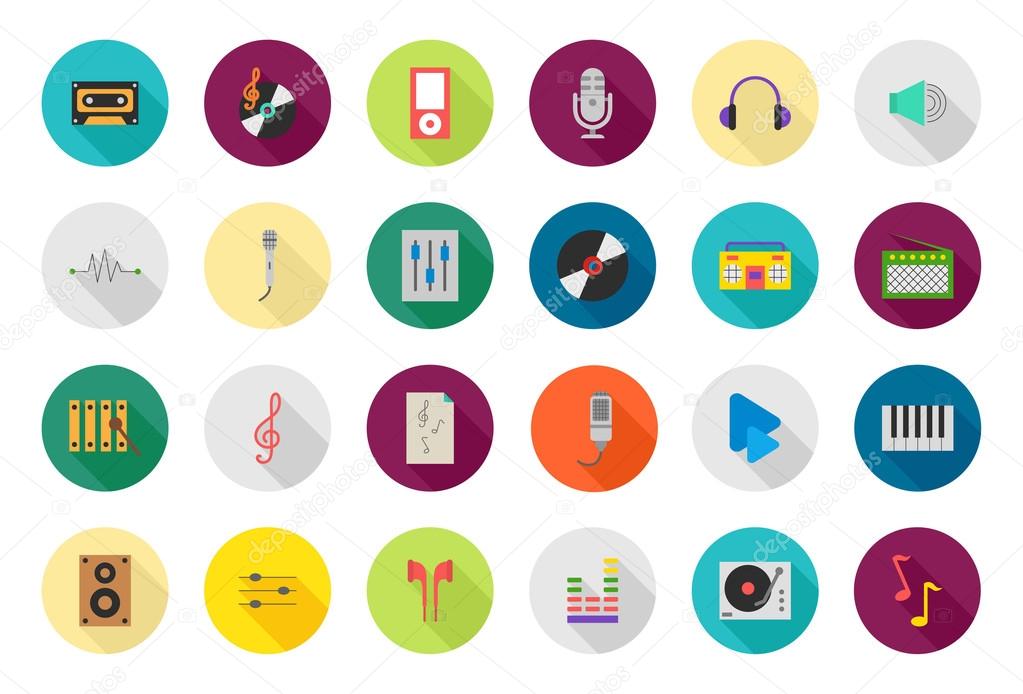 Music vector round icons set Stock Vector Image by ©stockerteam #107994626