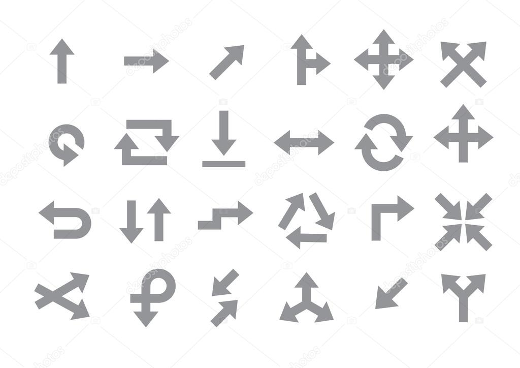 Flechas gris vector iconos conjunto 2024