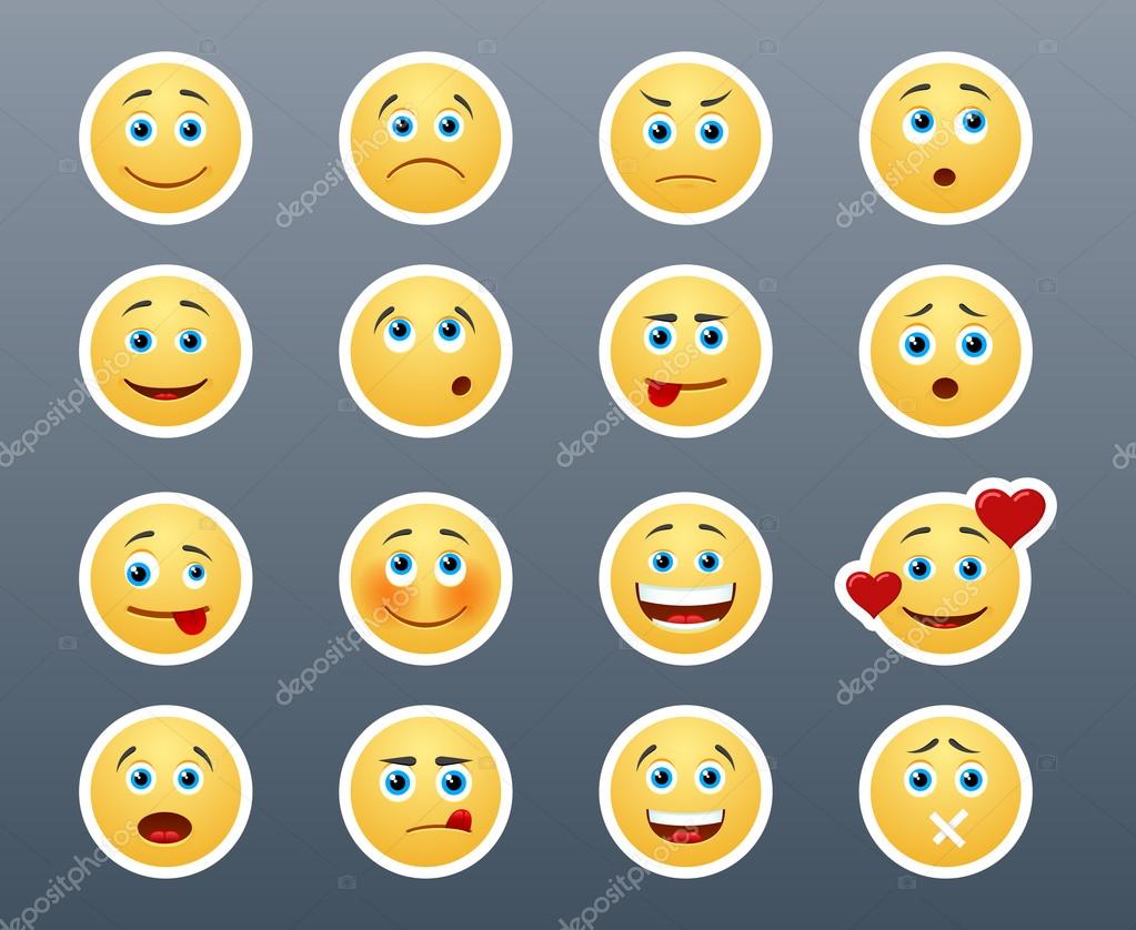 Emociones diferentes emoticonos Ilustración de stock de ©stockerteam ...
