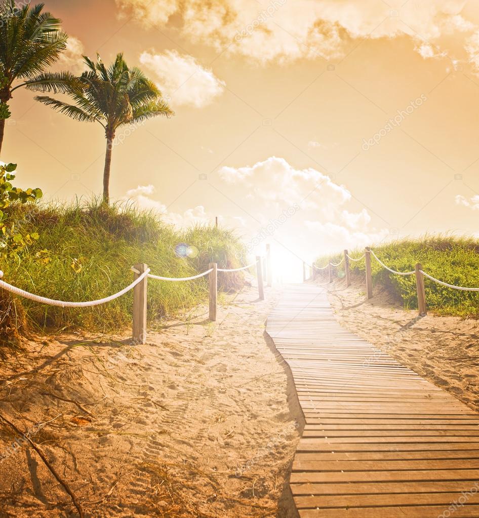 Miami Beach path to the ocean — Stock Photo © fotoZapad #91661526