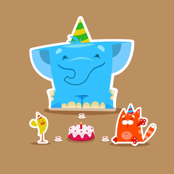 Birthday party cute animals - Stock Image - Everypixel