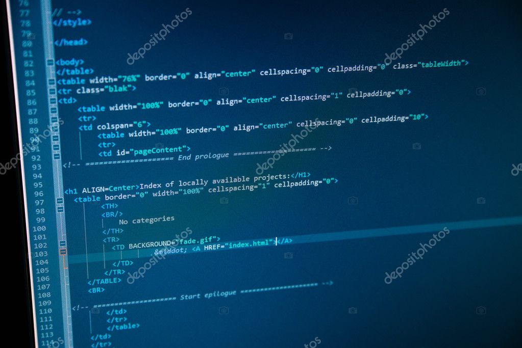 Código de la página web que aparece en un monitor — Foto de stock ...