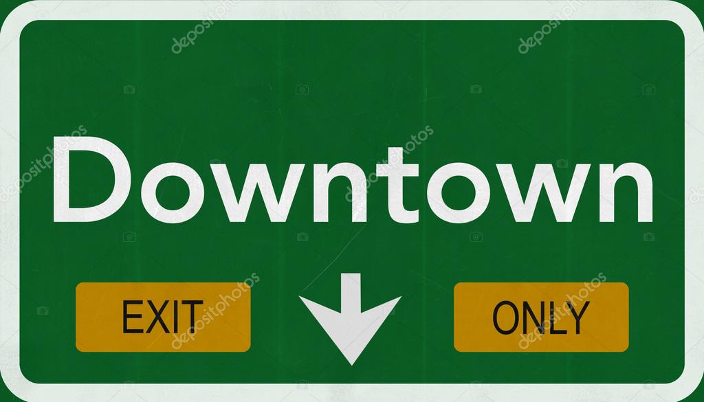 Downtown Exit Only Road Sign — Stock Photo © boscorelli #66125441
