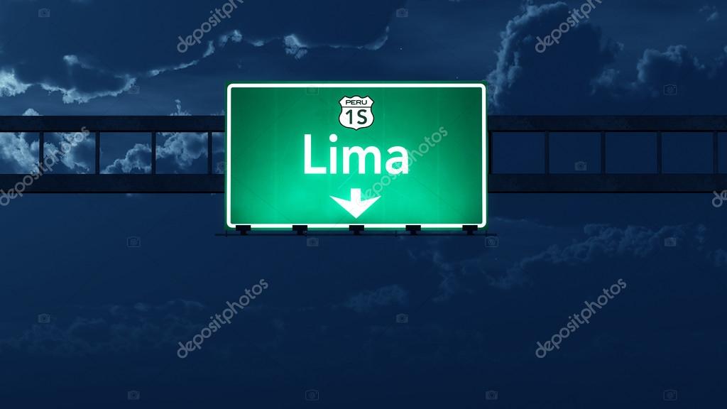 Lima Peru Highway Road Sign at Night Stock Photo by ©boscorelli 68024105