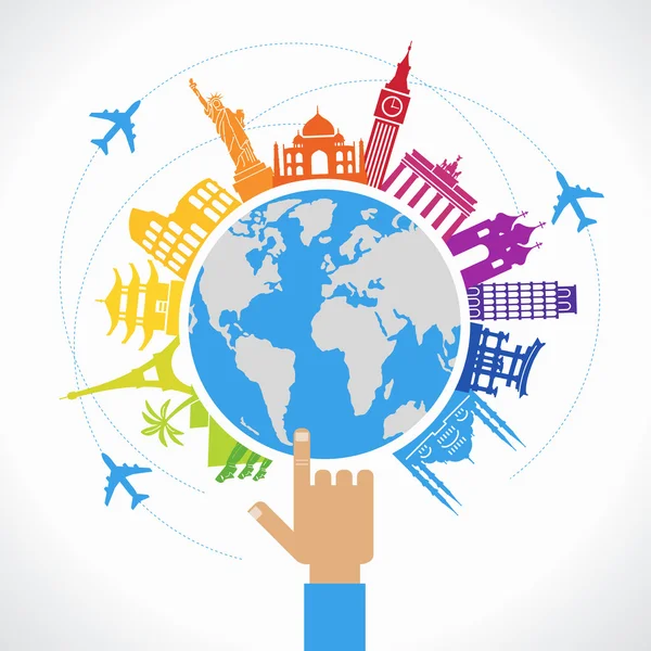 Globe with Famous international landmarks — Stock Vector © VLADGRIN ...