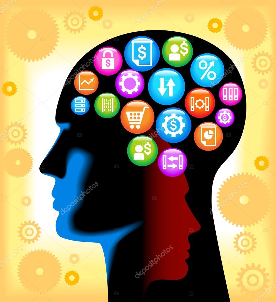 Human head with sun Stock Vector by ©VLADGRIN 123647626