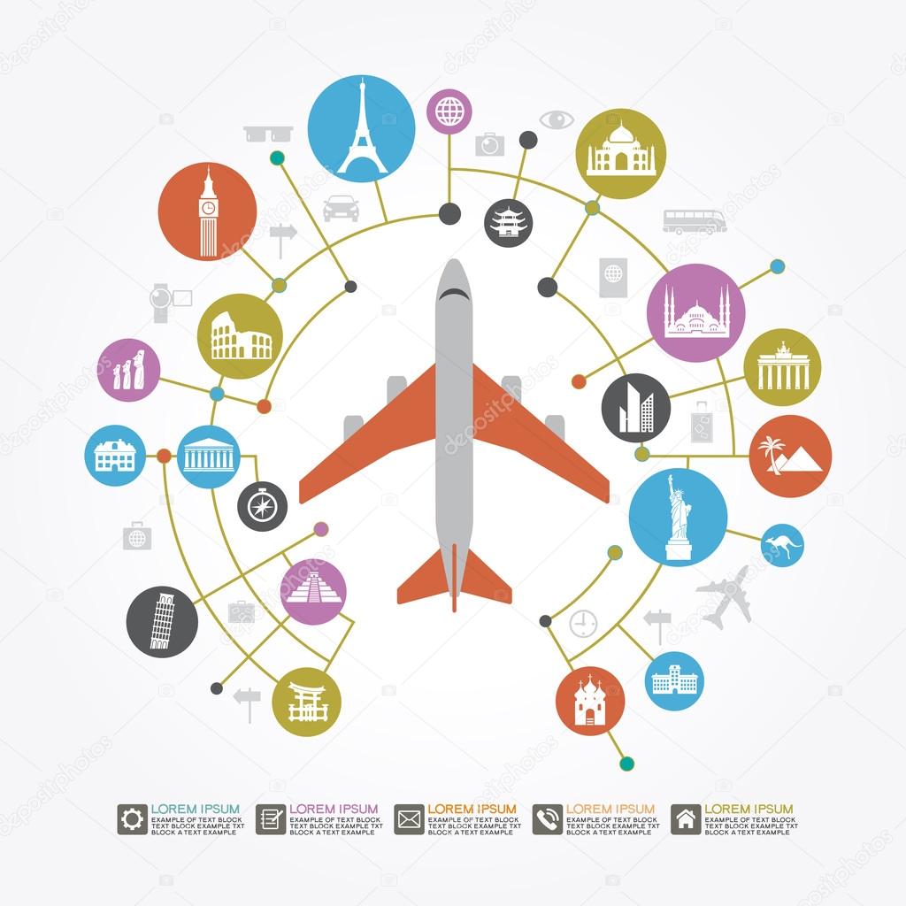 Aircraft with Famous international landmarks Stock Vector by ©VLADGRIN ...