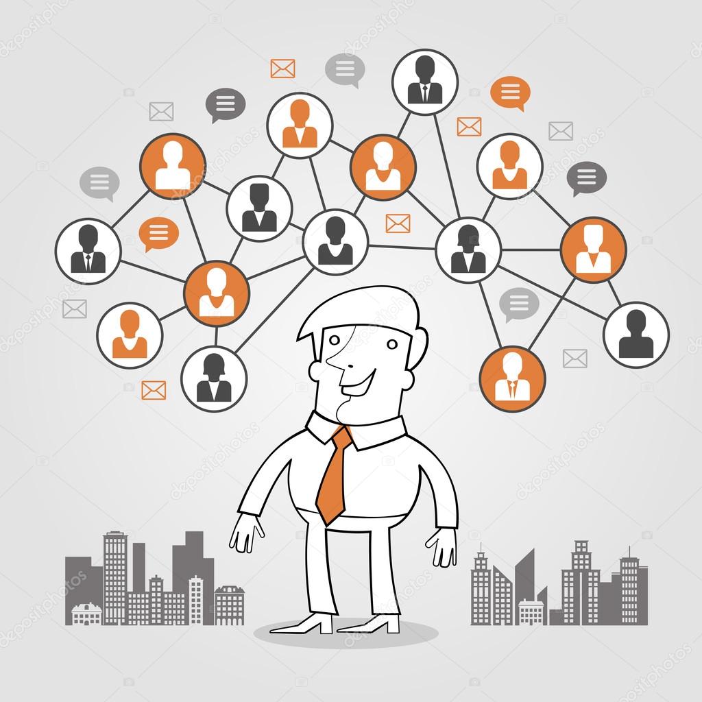 Man in computer network Stock Vector Image by ©VLADGRIN #123652670