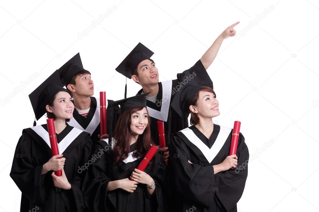 Happy students looking up — Stock Photo © ryanking999 #71725813