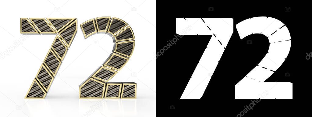 Número de oro setenta y dos (número 72) cortado en segmentos de oro ... Número de oro setenta y dos (número 72) cortado en segmentos de oro ...
