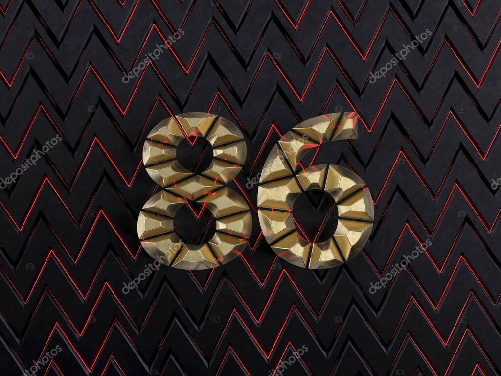Número ochenta y seis (número 86) hecho de barras de oro sobre fondo ... Número ochenta y seis (número 86) hecho de barras de oro sobre fondo ...