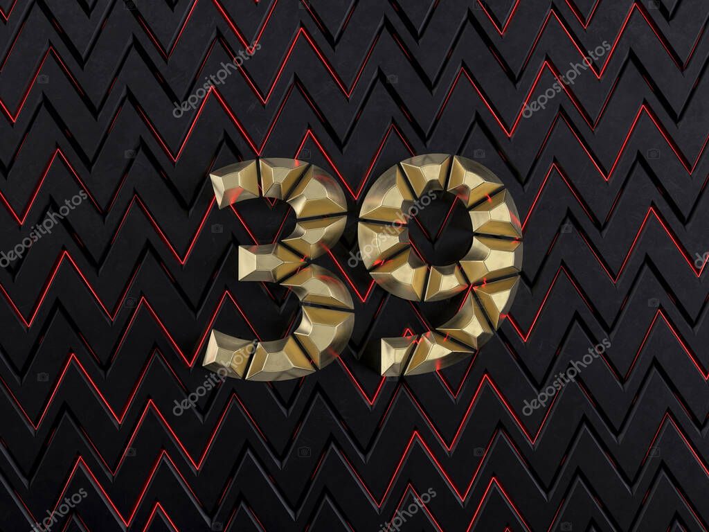 Número treinta y nueve (número 39) hecho de barras de oro sobre fondo ...