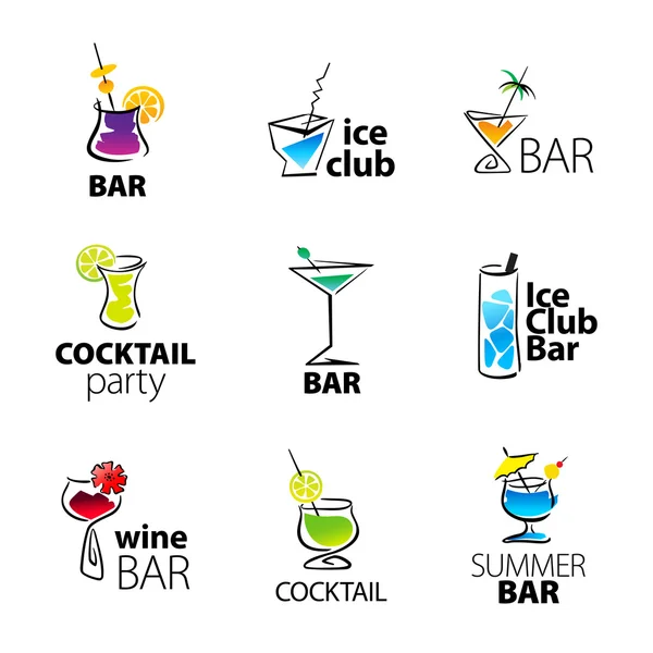 Set of the cocktail bar icons on a black background Stock Vector Image ...