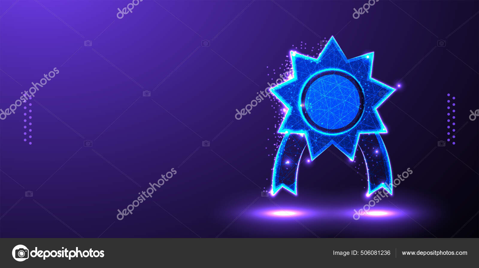 Medal Low Poly Design Reward Abstract Geometric Image Prize Place Stock ...