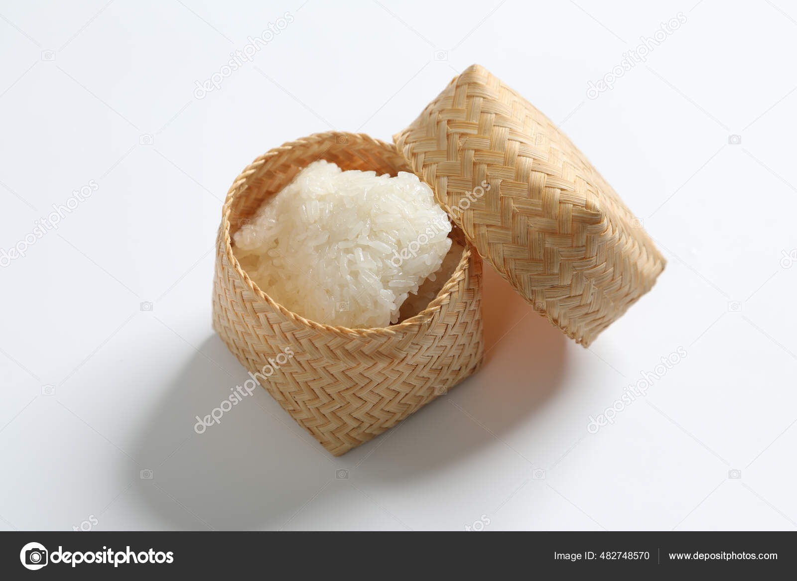 Steamed Sticky Rice Bamboo Container Thai Laos Food Stock Photo by ...