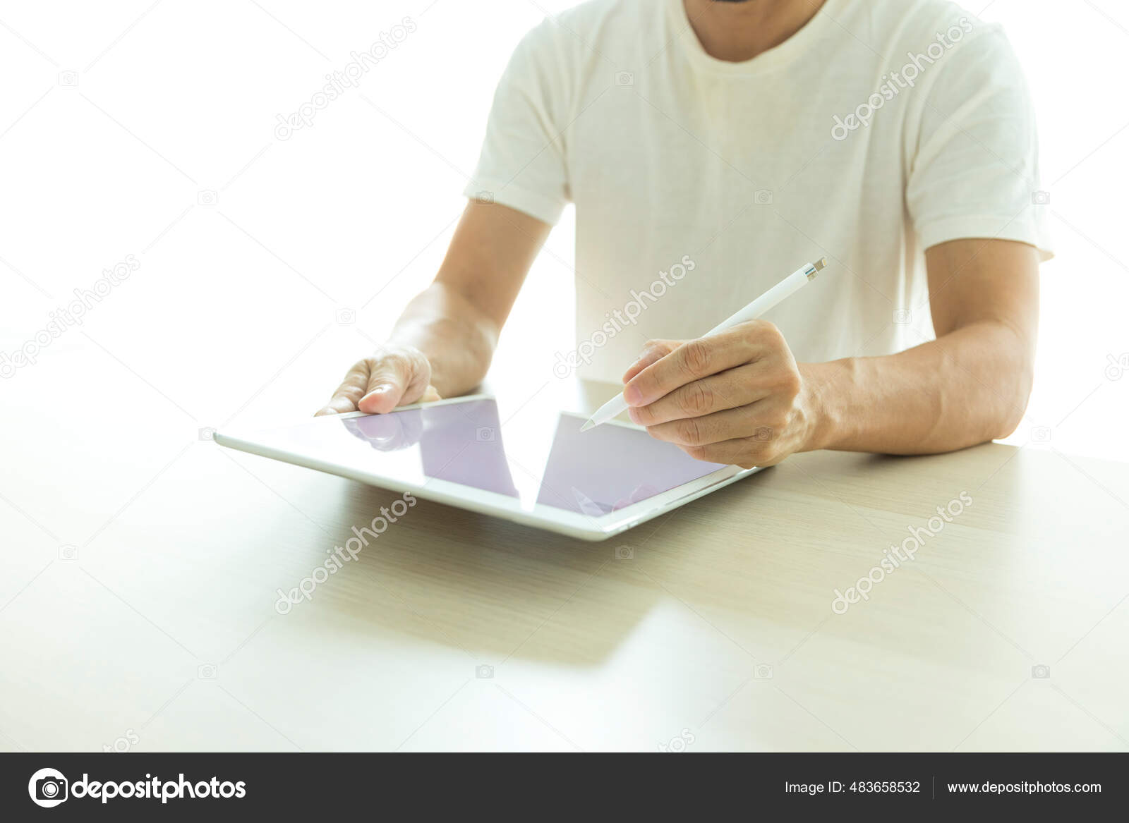 Man Writing Digital Tablet Closeup — Stock Photo © bennnn@hotmail.com ...