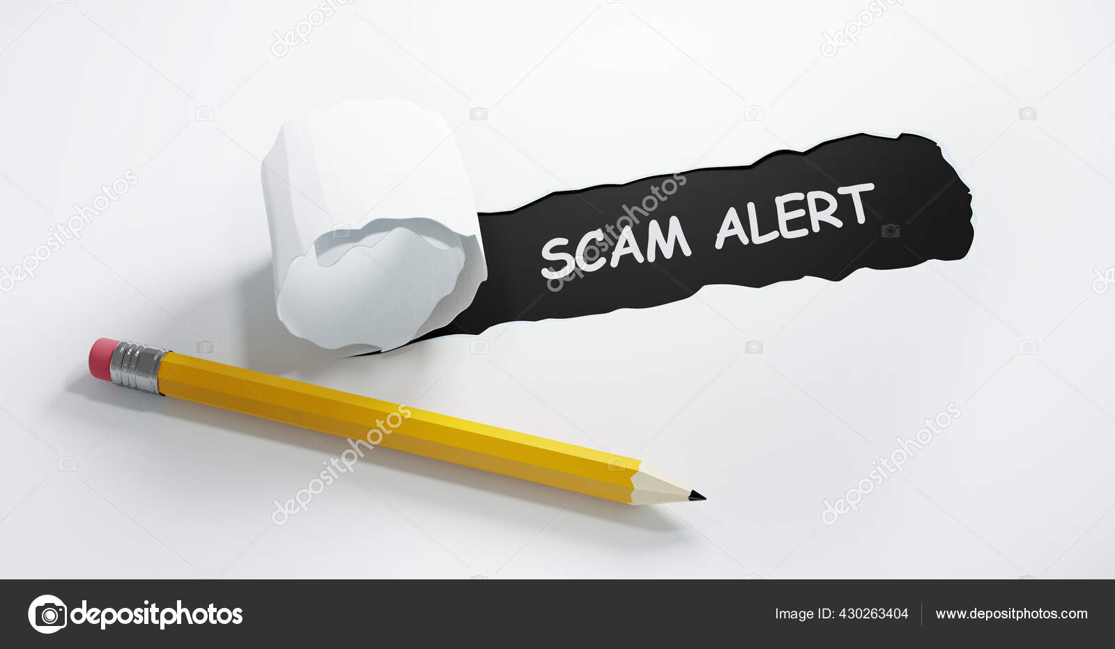 Mock Torn Paper Scam Alert Text — Stock Photo © putilich #430263404