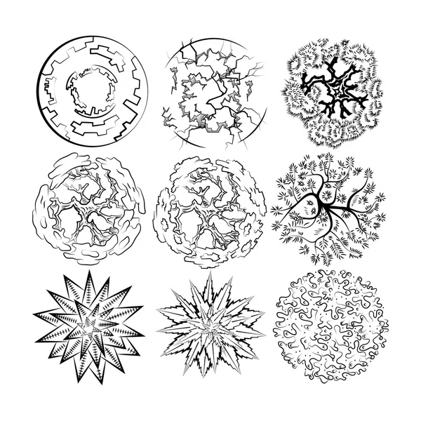 Set image of top view plants for drawing in landscape design — Stock ...