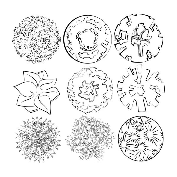 Bushes top view drawing | Set image of top view plants for drawing in ...