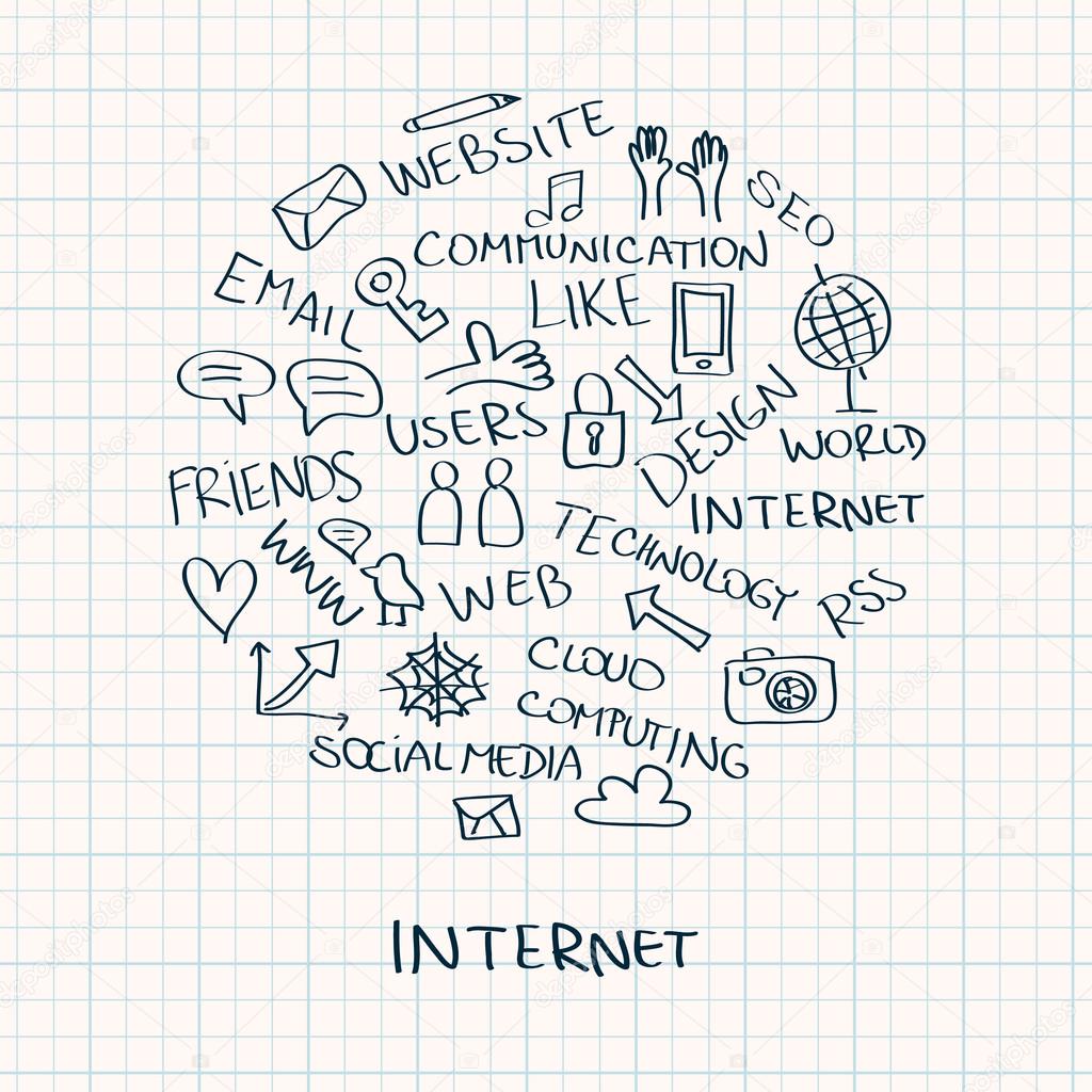 Internet doodles in circle — Stock Vector © kytalpa #56134961