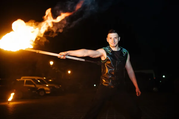 Human controlling fire; fire show - Stock Image - Everypixel
