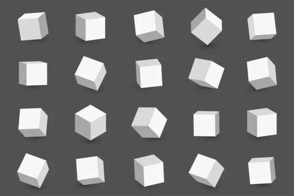 Cubes Different Perspective Angles Isometric View White Cubes Blocks ...