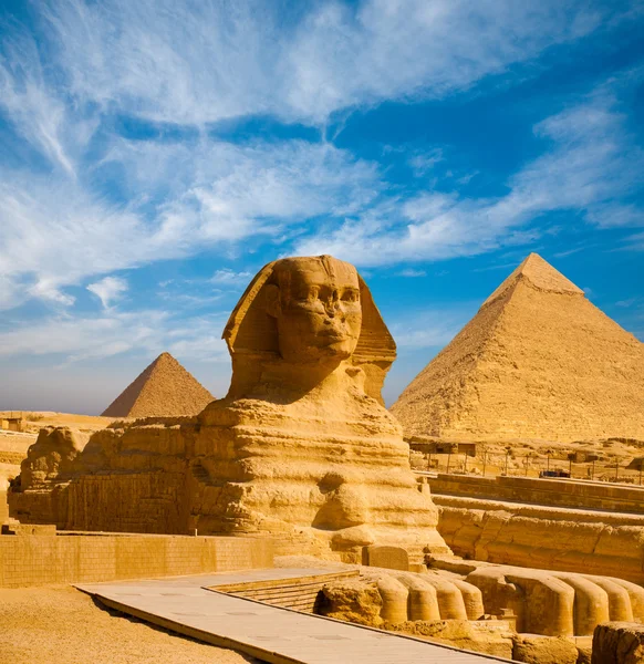 Sphinx Full Body Blue Sky All Pyramids Egypt — Stock Photo © pius99 ...