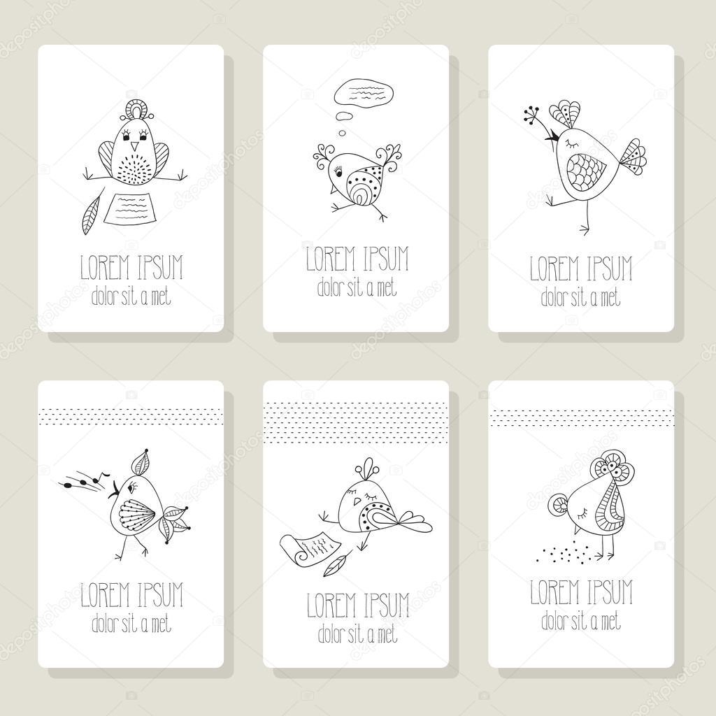 Tarjetas con la imagen de las aves en diferentes acciones. 2023