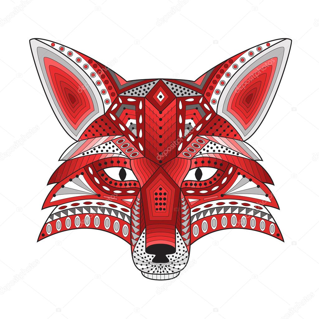 Patterned stylized silhouette of head fox Stock Vector by ©vip2807 80623318